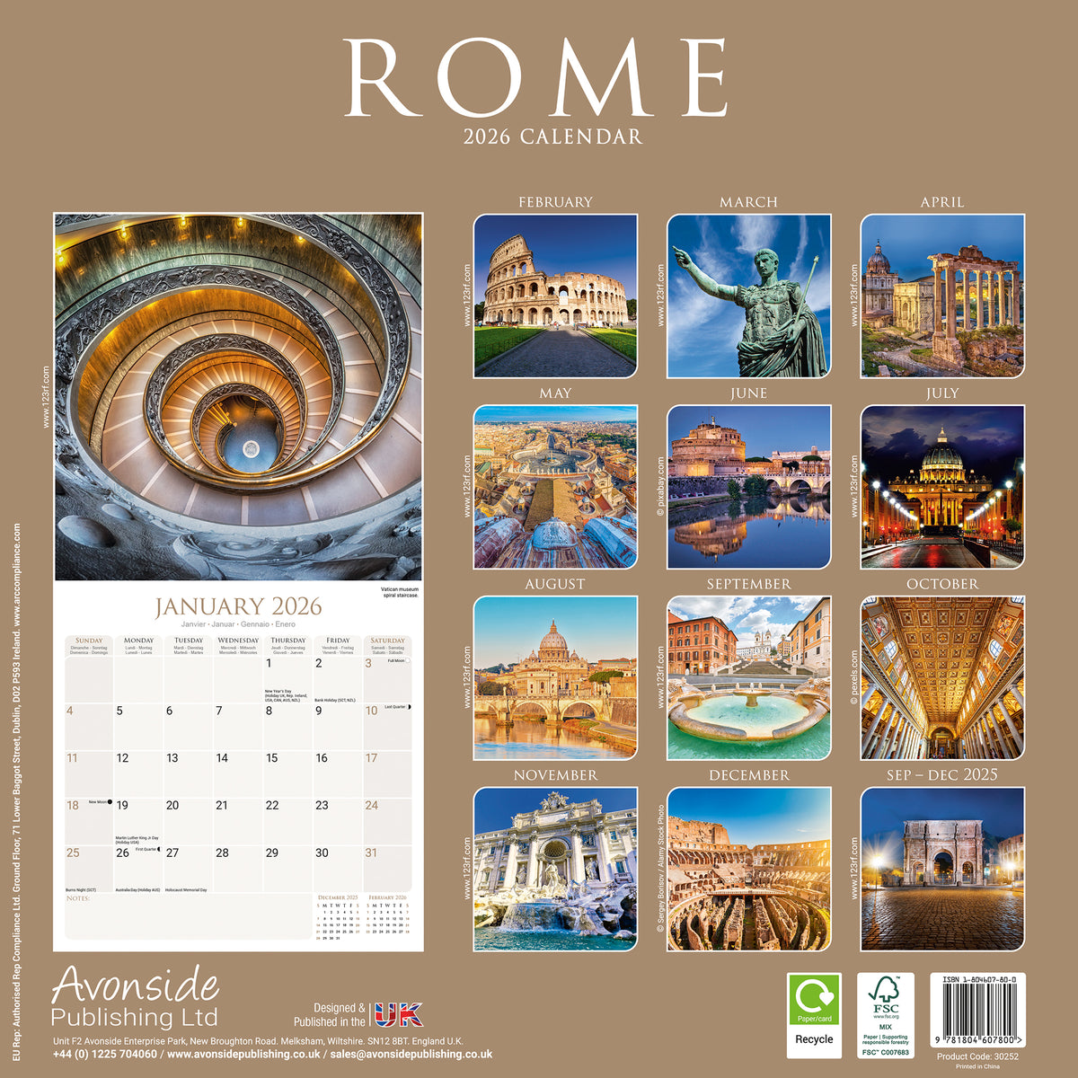 Rome Calendar 2026 – Avonside Publishing Ltd